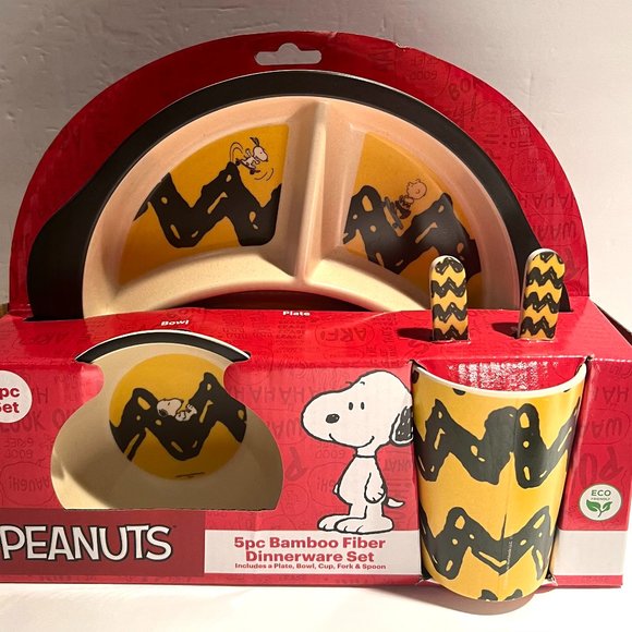 Peanuts | Dining | Peanuts Charlie Brown Snoopy Kids 5pc Dinnerware ...